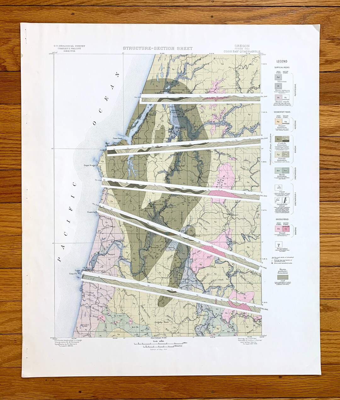 Antique Coos Bay, Oregon 1901 US Geological Survey Topographic Map ...