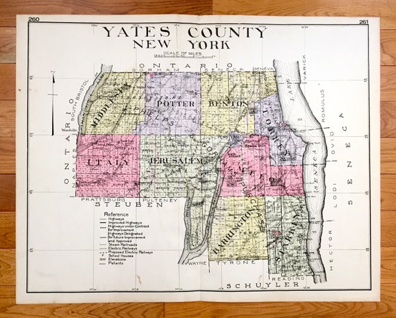 Antique Yates County New York 1912 New Century Atlas Map - Etsy España