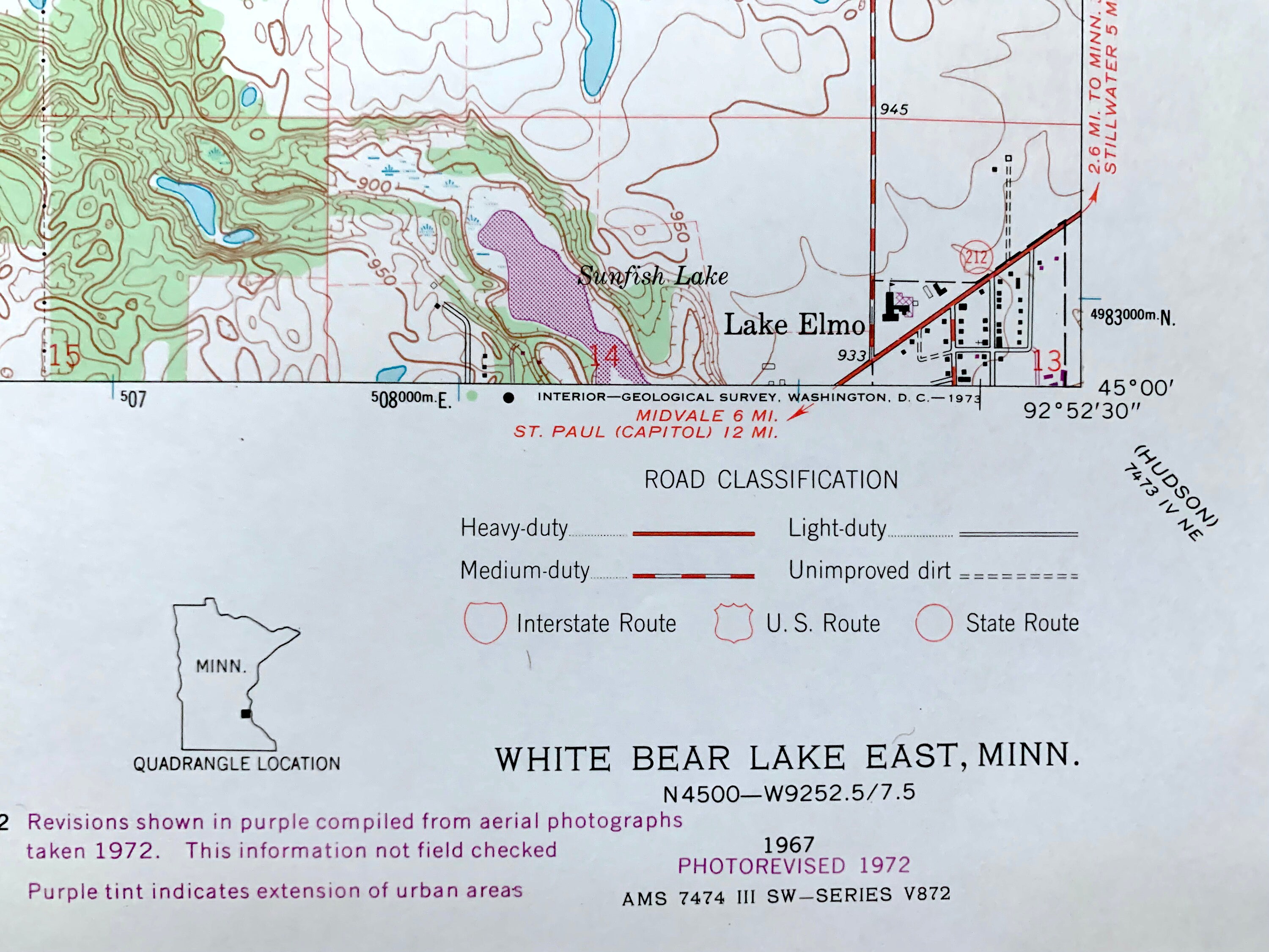 Antique White Bear Lake East, Minnesota 1967 US Geological Survey ...