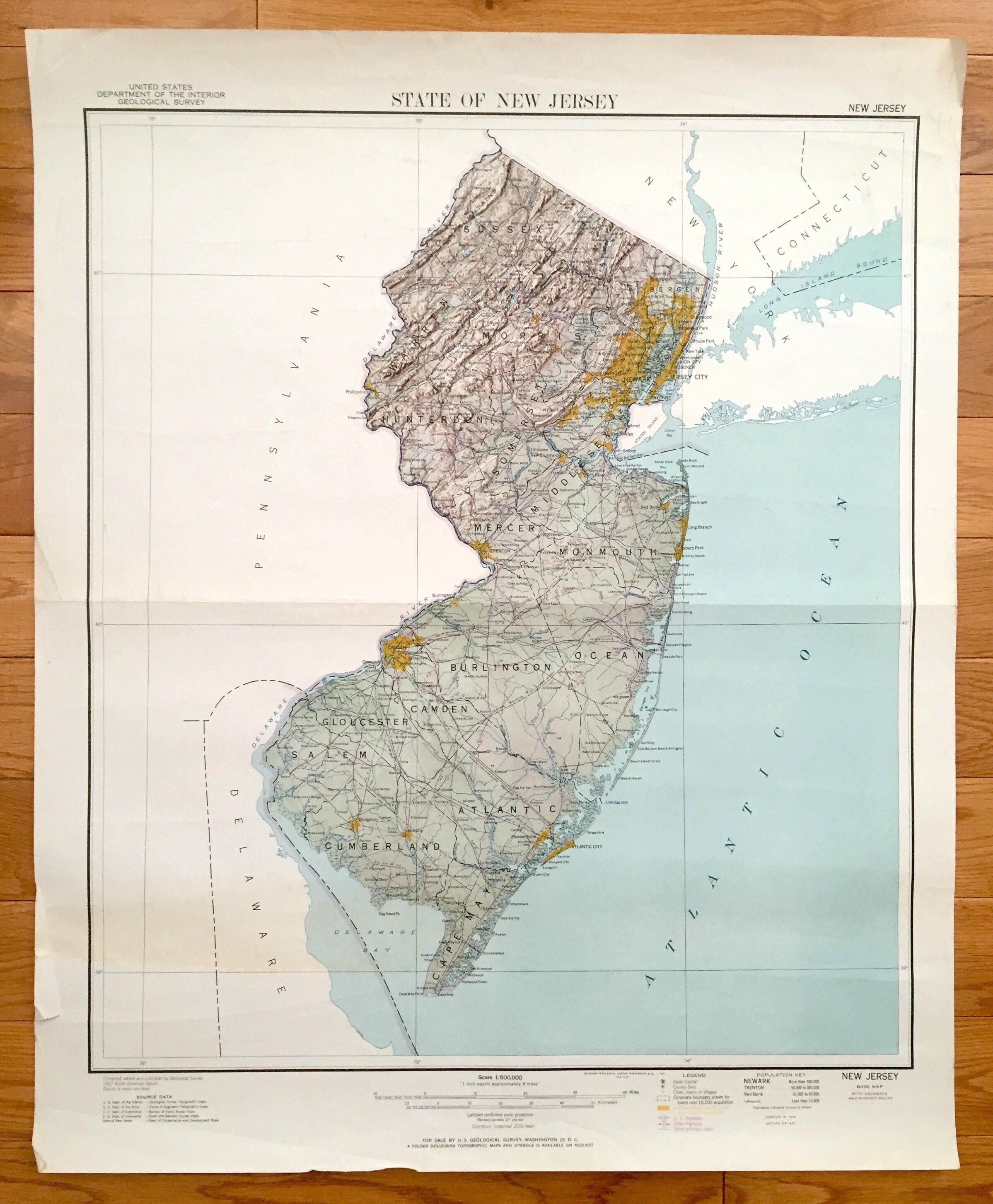 Antique New Jersey State 1948 US Geological Survey Map – Warren ...