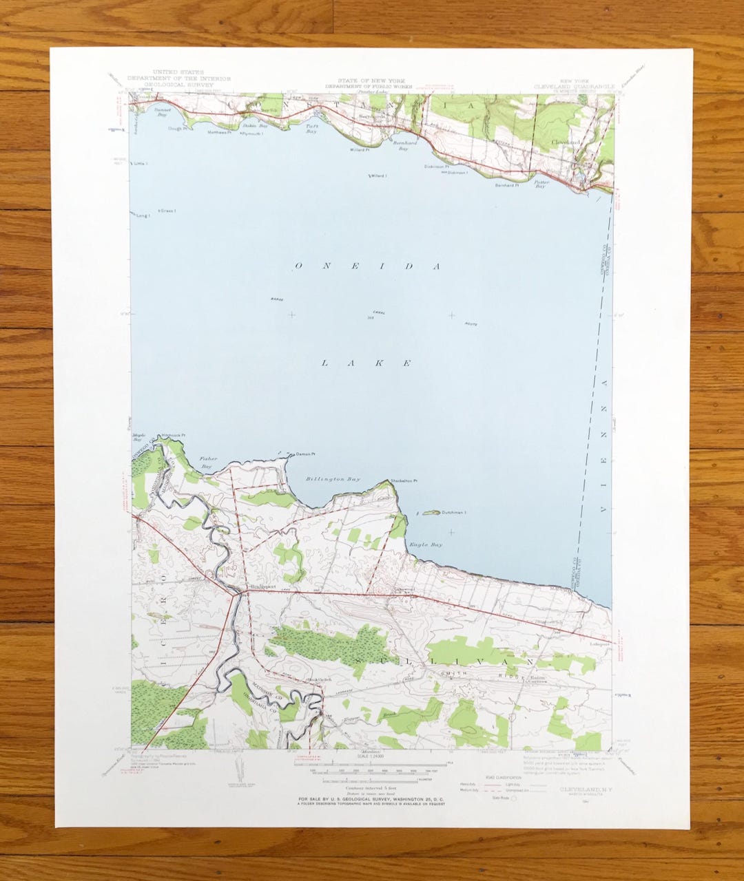 Antique Cleveland, New York 1941 US Geological Survey Topographic Map ...