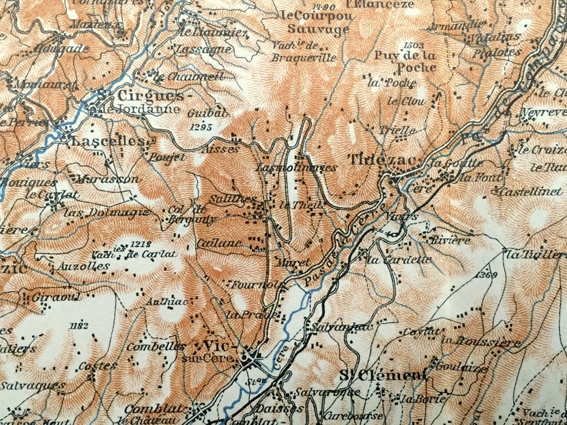 Antique 1914 Murat France Map From Baedekers Guide Atlas - Etsy