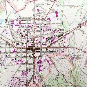 Antique Gettysburg, Pennsylvania 1951 US Geological Survey Topographic ...