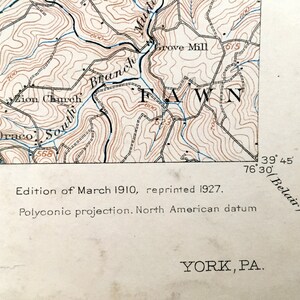 Antique York, Pennsylvania 1910 US Geological Survey Topographic Map ...