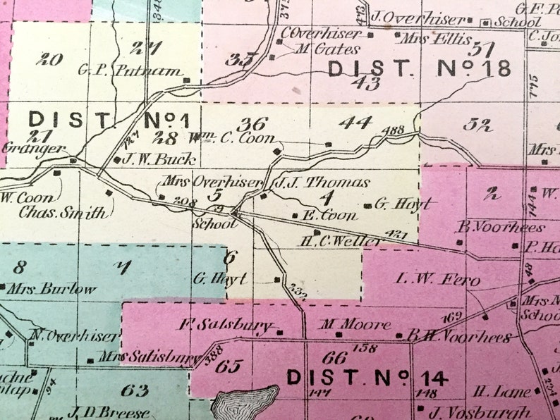 Antique 1874 Orange New York Map From Pomeroy Whitman & Co. - Etsy