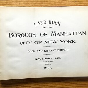 Antique Manhattan, New York City Map From Bromley's 1925 Manhattan Land ...