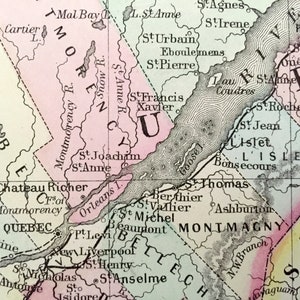 Antique 1871 Quebec, Canada Map by S.A. Mitchell – Montreal, Three ...