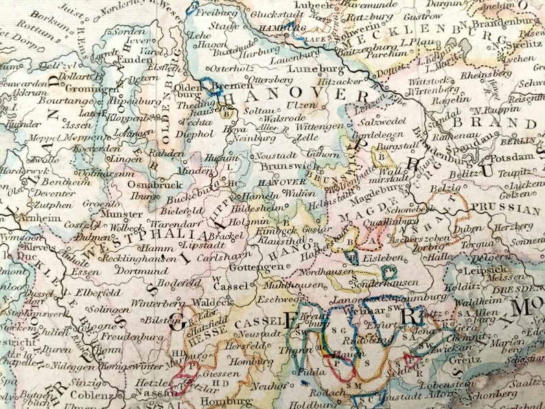 Antique 1838 Central Europe Map From Betts School Atlas | Etsy