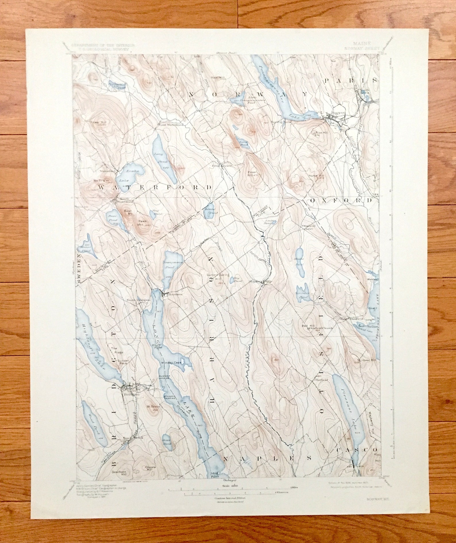 Antique Norway Maine 1896 US Geological Survey Topographic | Etsy