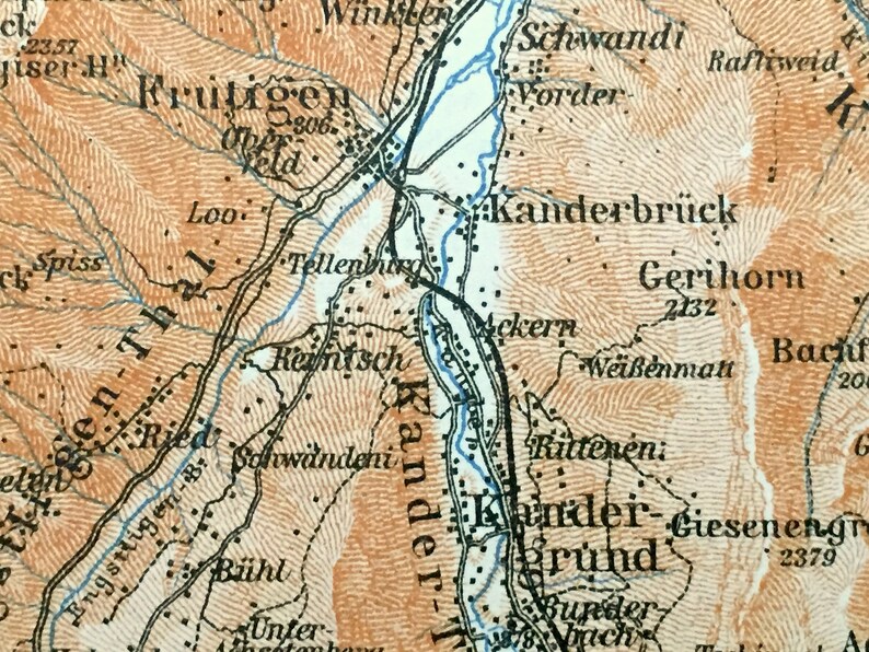 Antique 1913 Spiez Switzerland Map From Baedekers Guide Atlas - Etsy