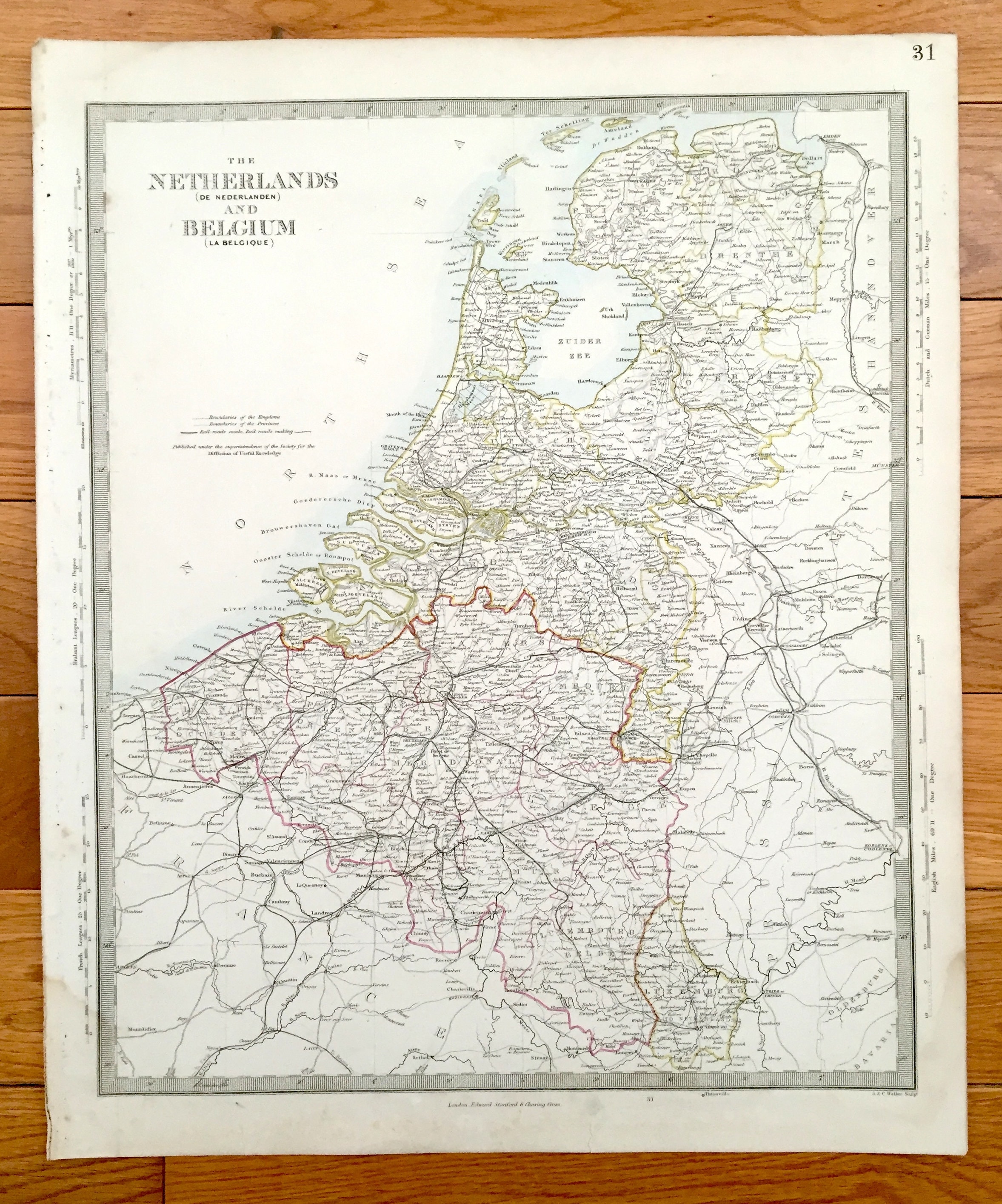 Antique 1856 Netherlands and Belgium Map From SDUK Atlas – Germany ...