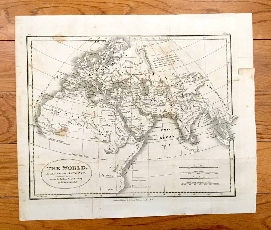 Antique 1808 World as Known to the Ancients Map by D'anville From ...