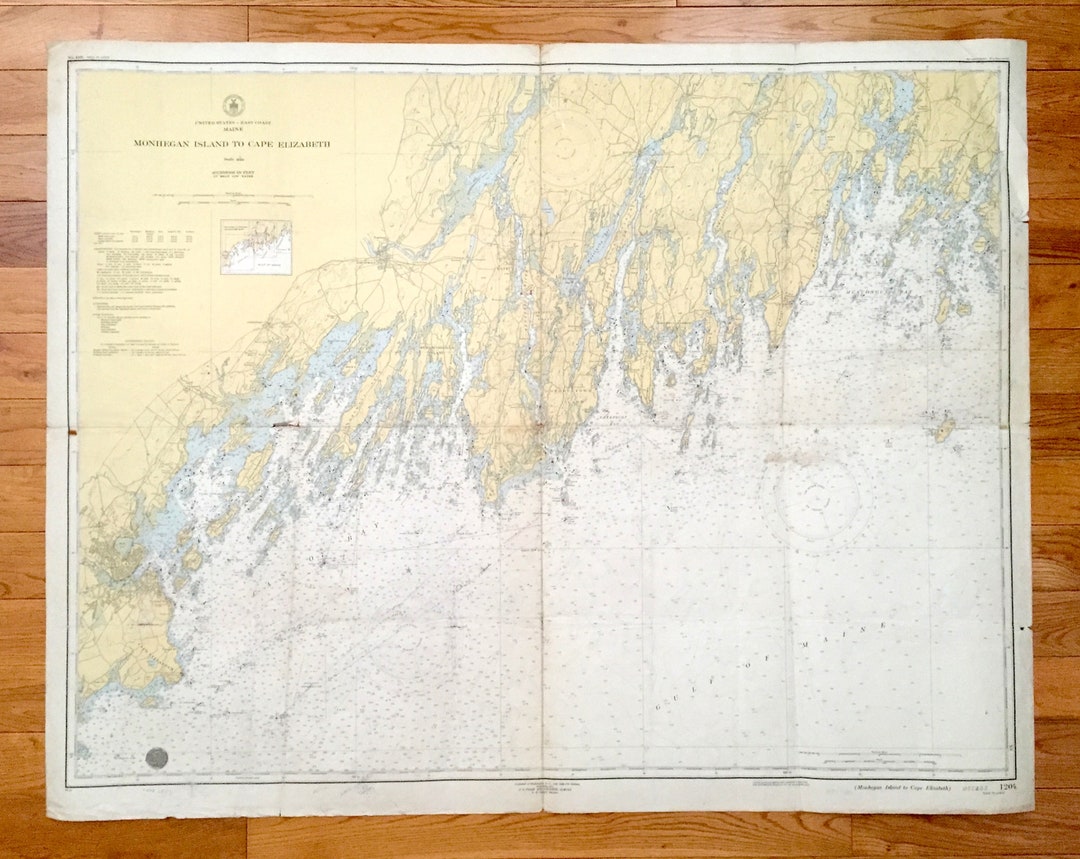 Antique Monhegan Island to Cape Elizabeth, Maine 1949 US Coast Guard ...
