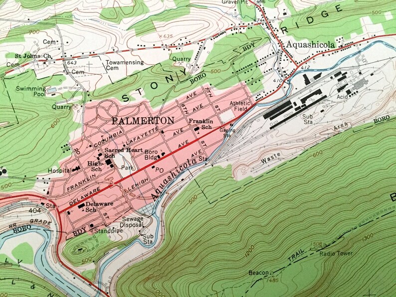 Antique Palmerton Pennsylvania 1960 US Geological Survey - Etsy