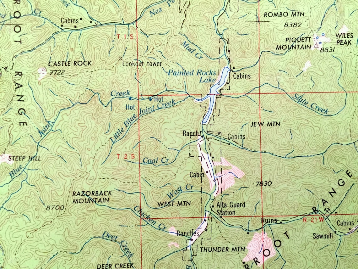 Antique Elk City Idaho 1956 US Geological Survey Topographic | Etsy