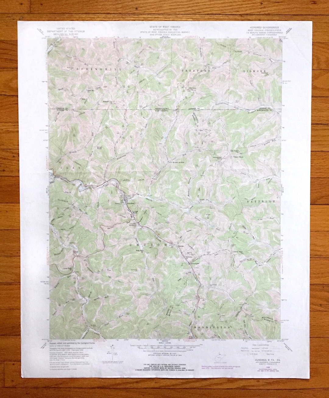 Antique Hundred, West Virginia 1958 US Geological Survey Topographic ...