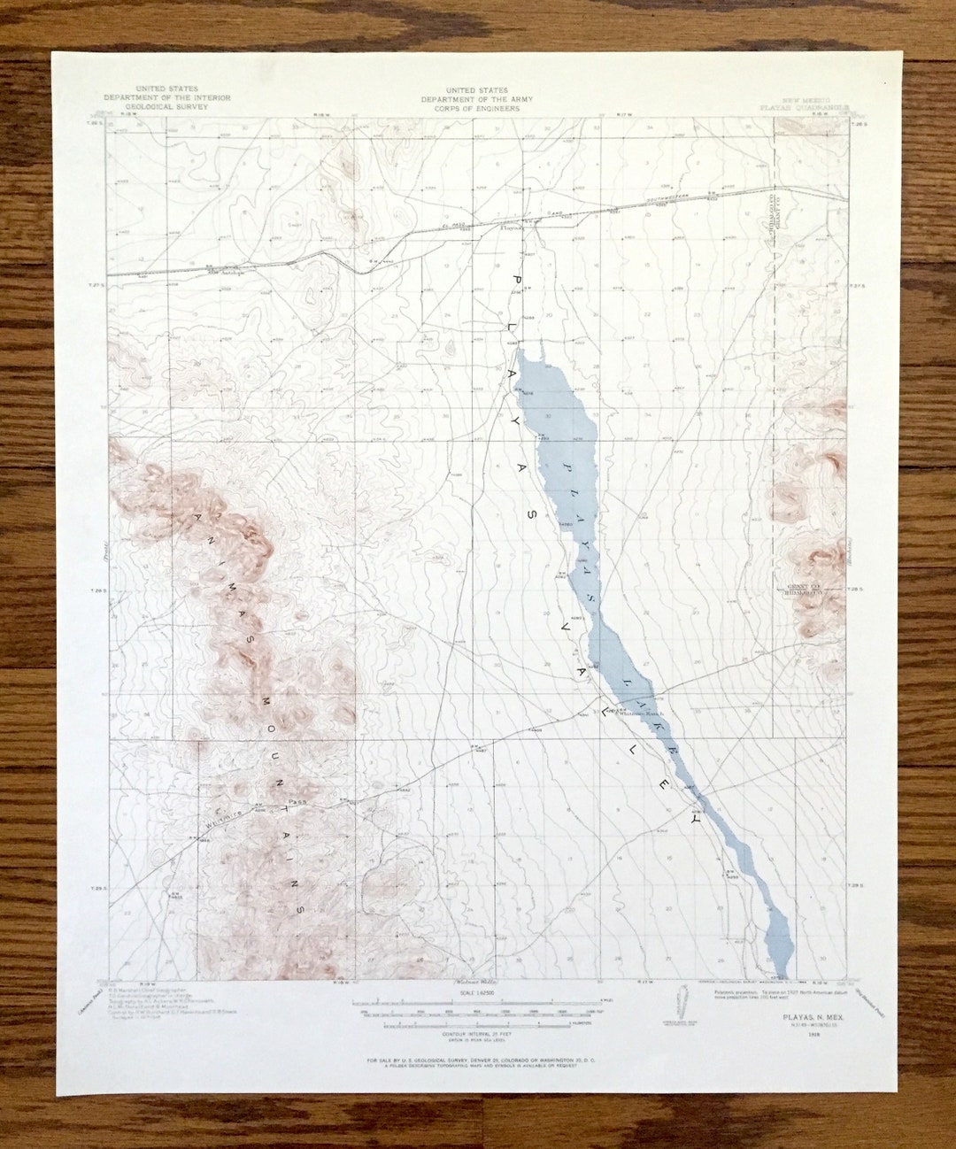 Antique Playas, New Mexico 1918 US Geological Survey Topographic Map ...