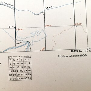 Antique Harlem, Montana 1905 US Geological Survey Topographic Map ...