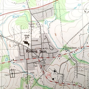 Antique Rising Sun, Maryland 1992 US Geological Survey Topographic Map ...