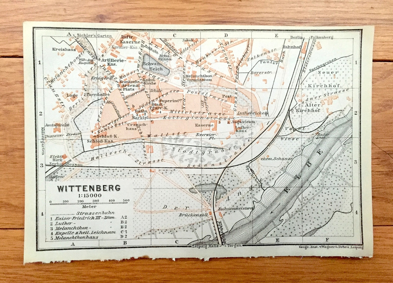 Antique 1925 Wittenberg Germany Map From Baedekers Guide - Etsy