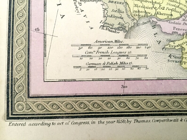 Antique 1850 Russia in Europe Map by Thomas Cowperthwaite – Poland ...