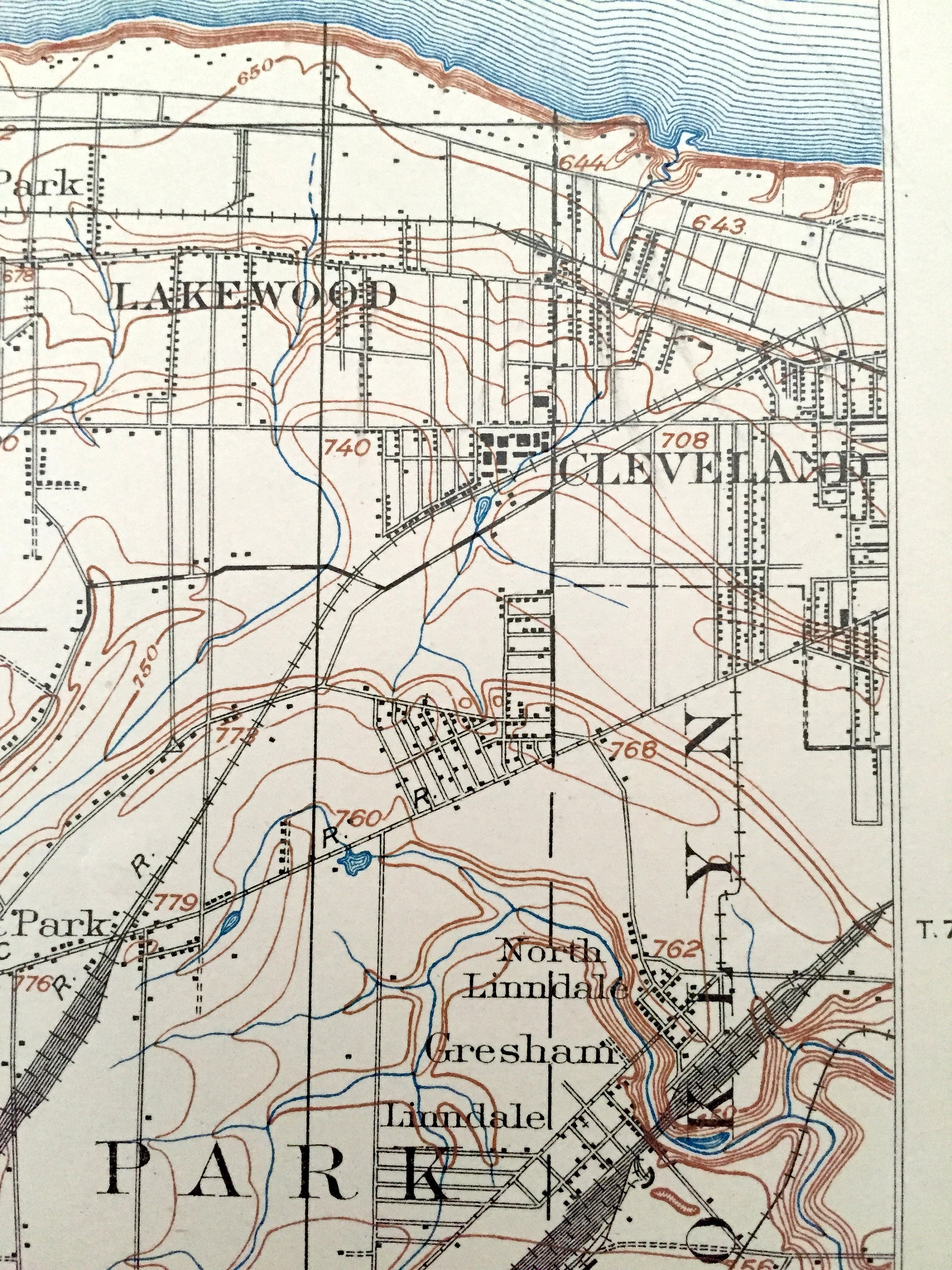 Antique Cleveland Ohio 1904 US Geological Survey Topographic - Etsy UK