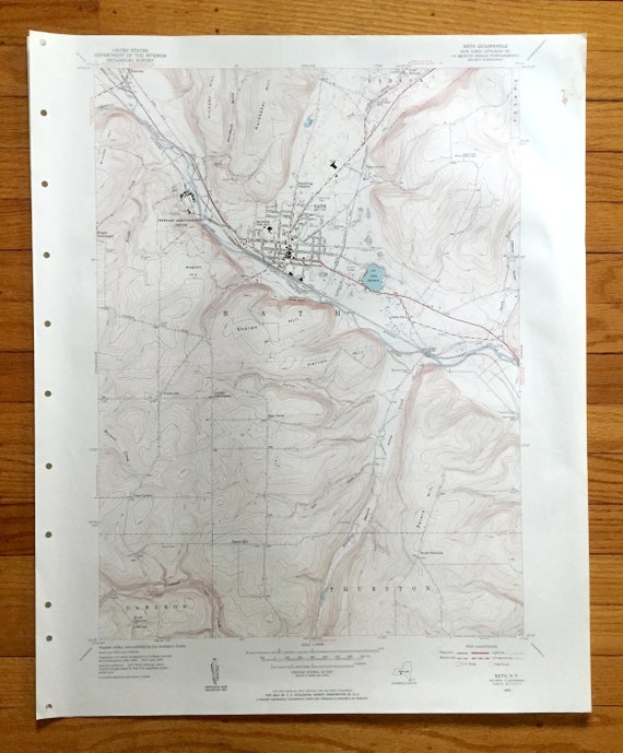 Antique Bath New York 1953 US Geological Survey Topographic - Etsy