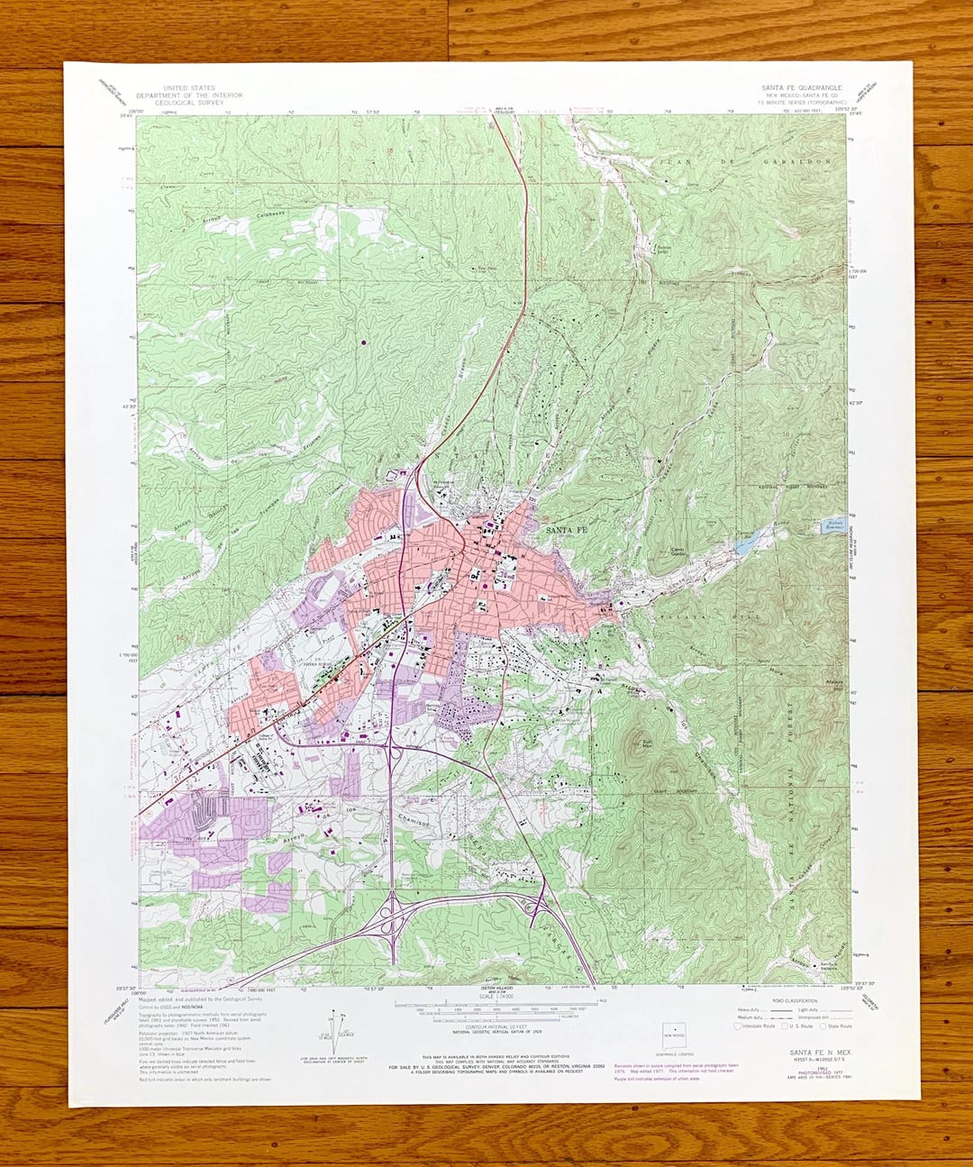 Antique Santa Fe, New Mexico 1961 US Geological Survey Topographic Map ...