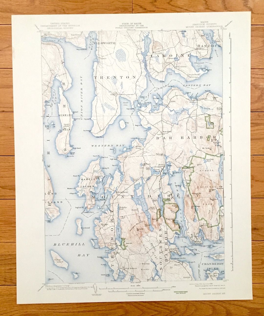 Antique Acadia National Park, Maine 1904 US Geological Survey ...