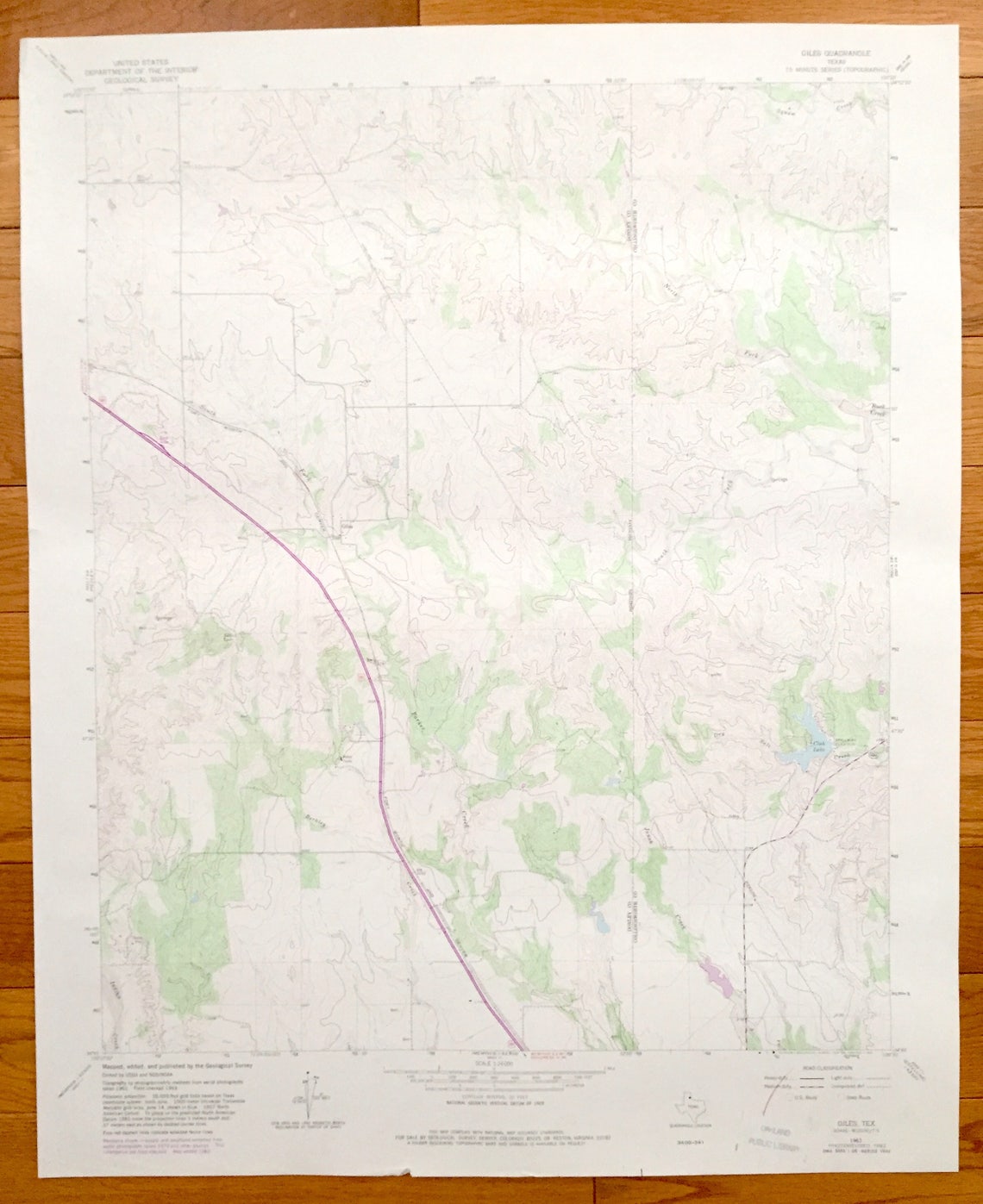 Antique Giles Texas 1963 US Geological Survey Topographic Map - Etsy
