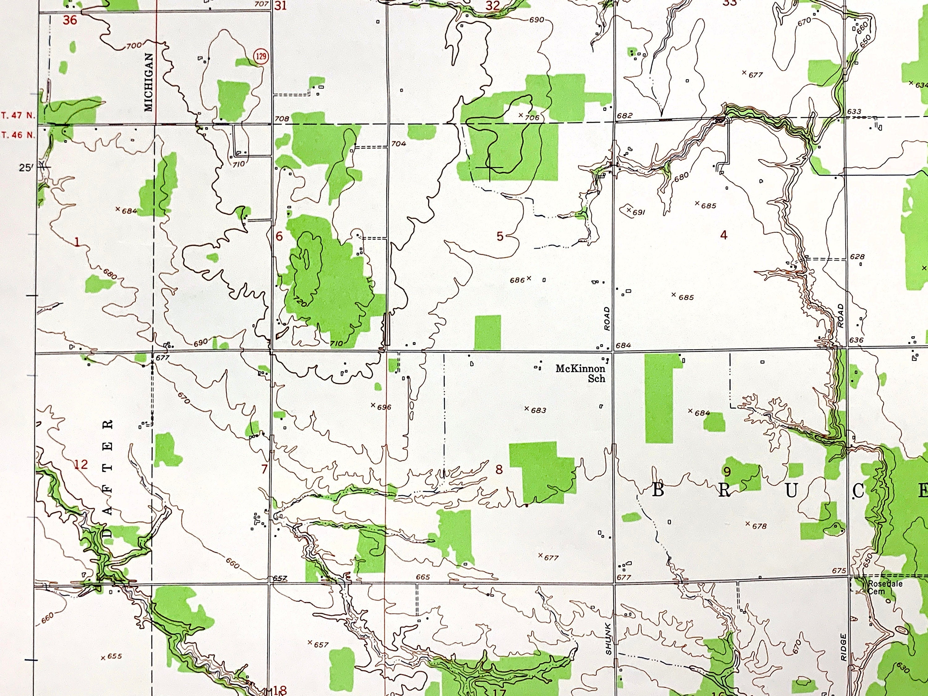 Antique Sault Ste Marie, Michigan 1951 US Geological Survey Topographic ...