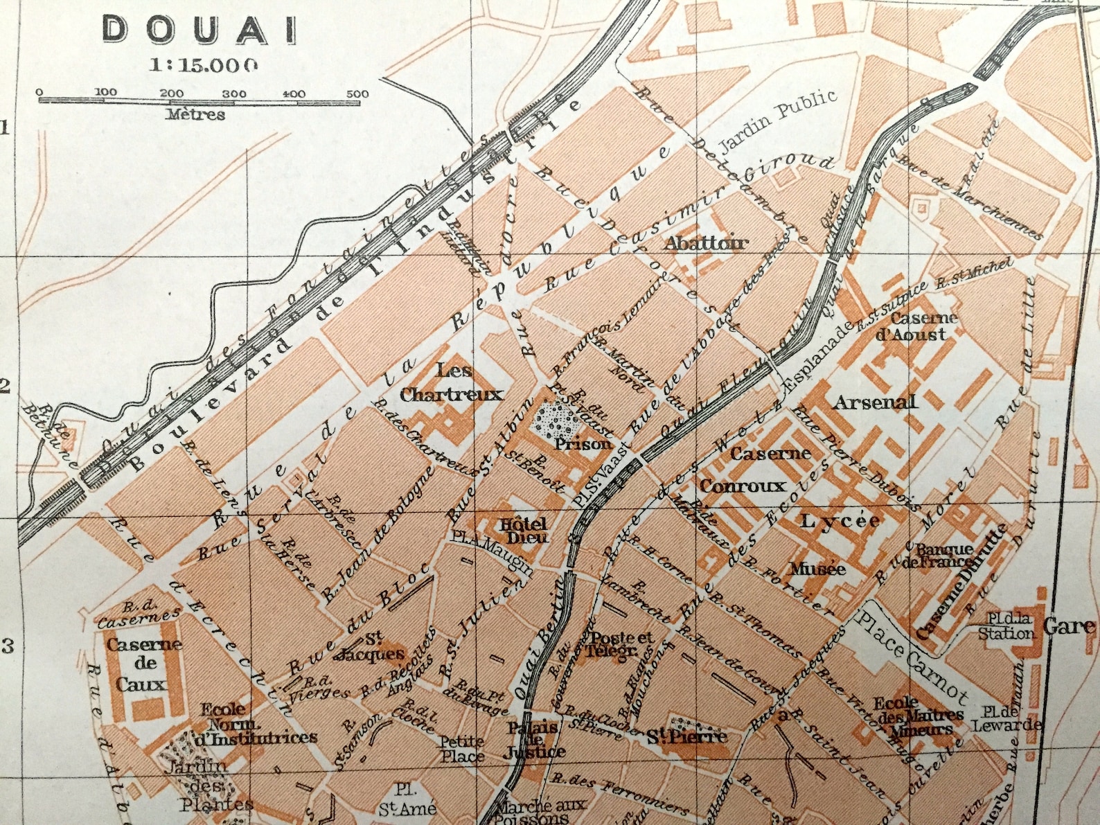 Antique 1909 Douai France Map From Baedekers Guide Atlas | Etsy
