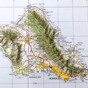Antique Oahu, Hawaii 1952 US Geological Survey Topographic Map ...