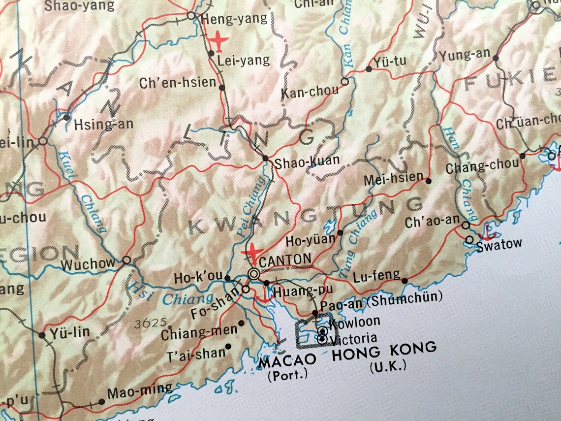 Antique 1960s China Map Communist Tibet Burma Mongolia - Etsy UK