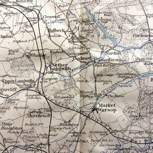 Antique 1906 East Midlands, England Map From Baedekers Atlas of Great ...