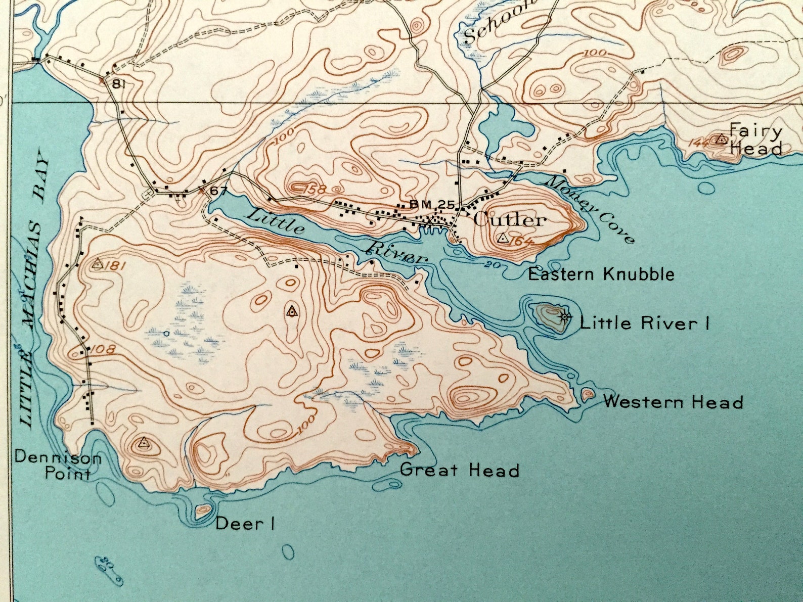Antique Cutler Maine 1917 US Geological Survey Topographic - Etsy