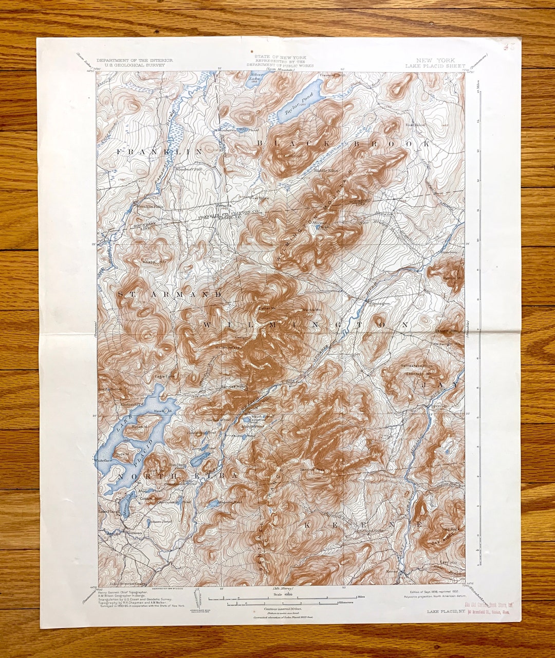 Antique Lake Placid, New York 1898 US Geological Survey Topographic Map ...