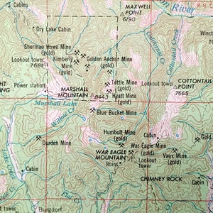 Antique Elk City, Idaho 1956 US Geological Survey Topographic Map – Nez ...