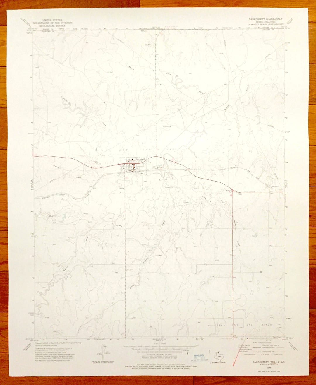 Antique Lipscomb County, Darrouzett, Texas 1972 US Geological Survey ...