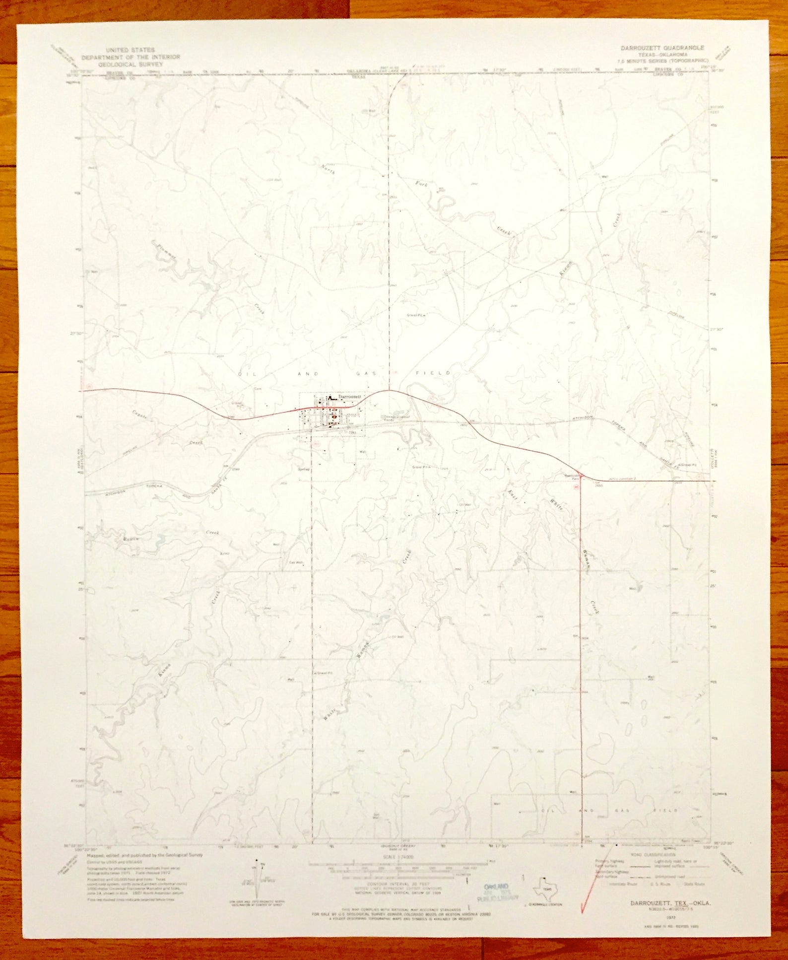 Antique Lipscomb County, Darrouzett, Texas 1972 US Geological Survey ...