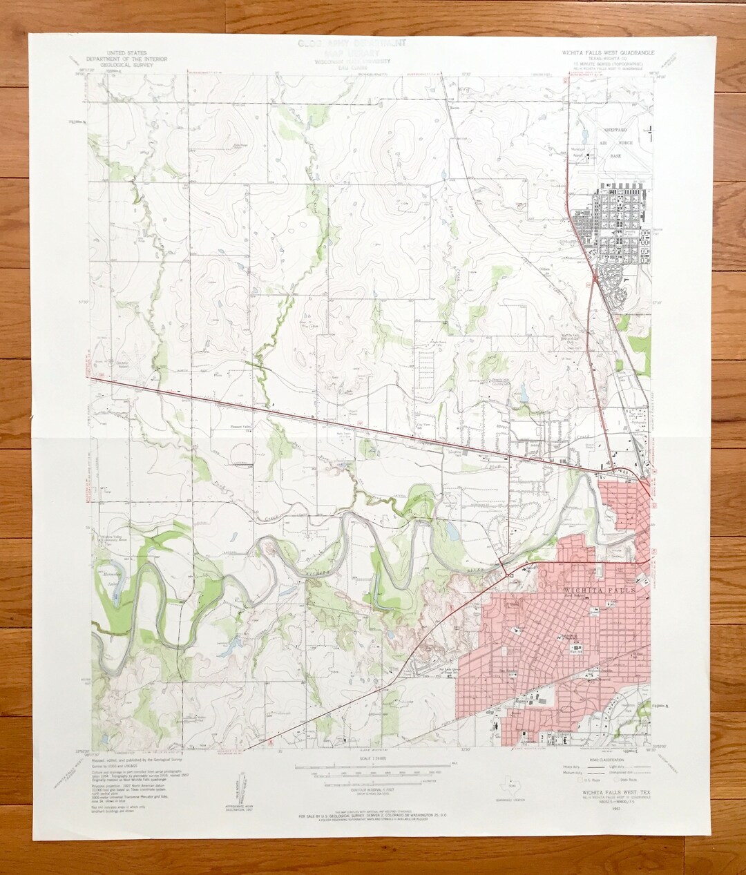 Antique Wichita Falls West, Texas 1957 US Geological Survey Topographic ...