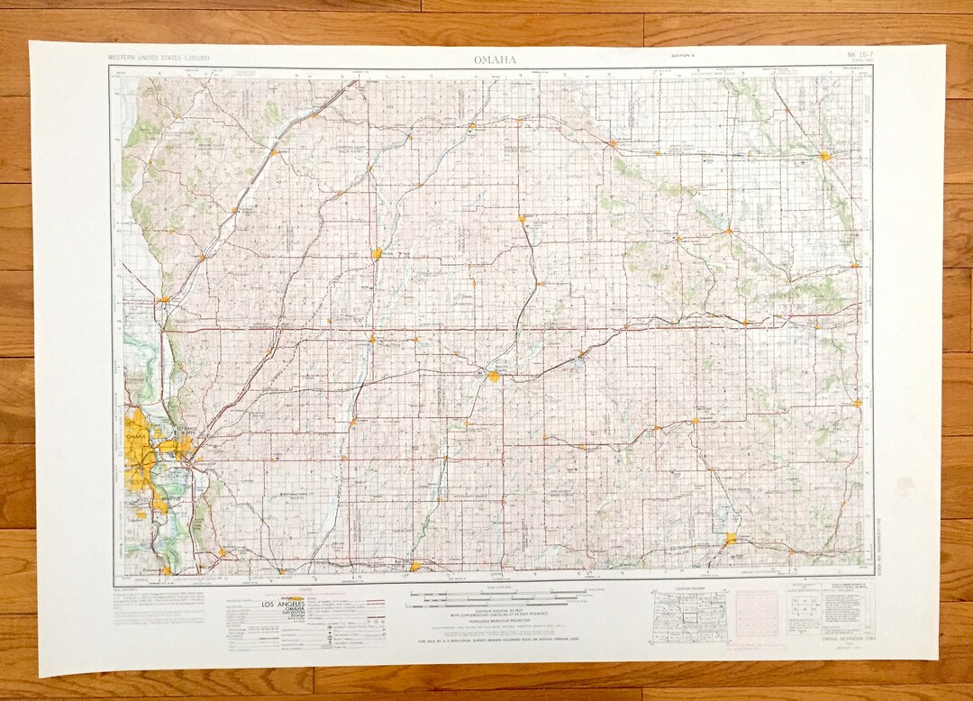 Antique Omaha, Nebraska 1954 US Geological Survey Topographic Map ...