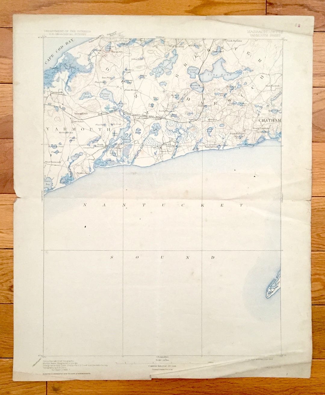 Antique Yarmouth, Massachusetts 1893 US Geological Survey Topographic ...