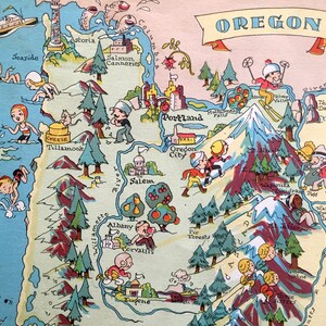Antique 1935 Oregon State Map From Our Gay Geography by Ruth Taylor ...