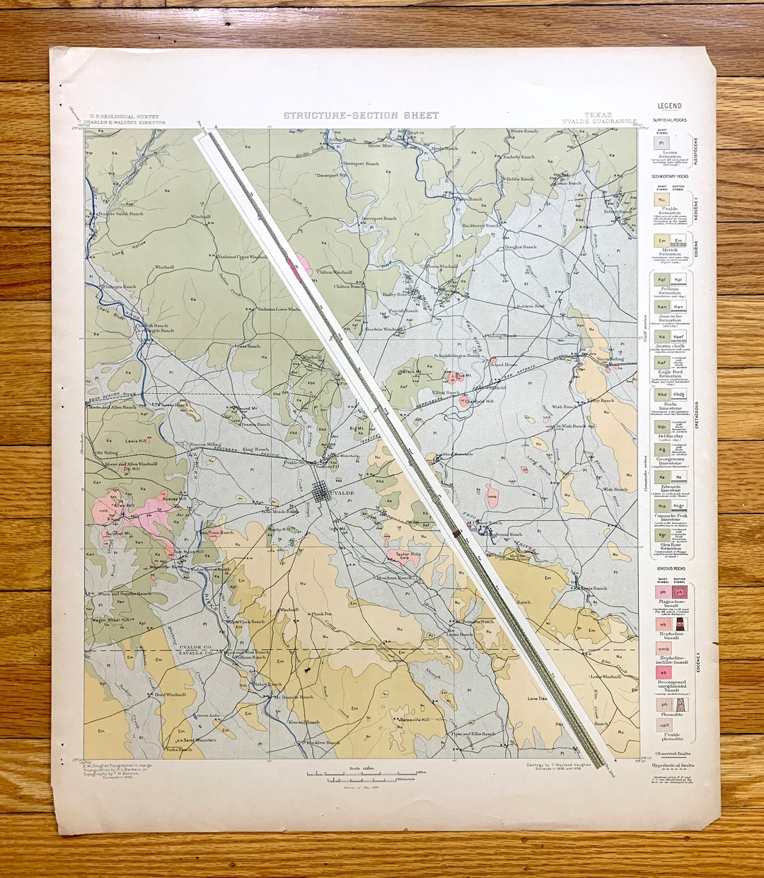 Antique Uvalde, Texas 1900 US Geological Survey Topographic Map ...