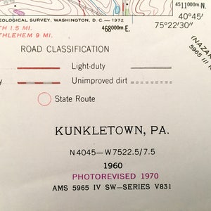 Antique Kunkletown, Pennsylvania 1960 US Geological Survey Topographic ...