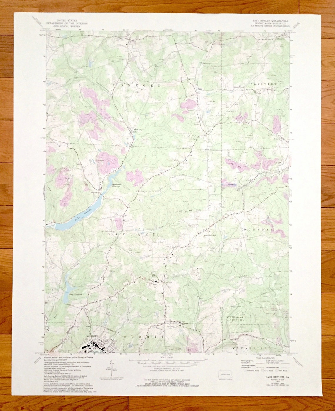 Antique East Butler, Pennsylvania 1964 US Geological Survey Topographic ...