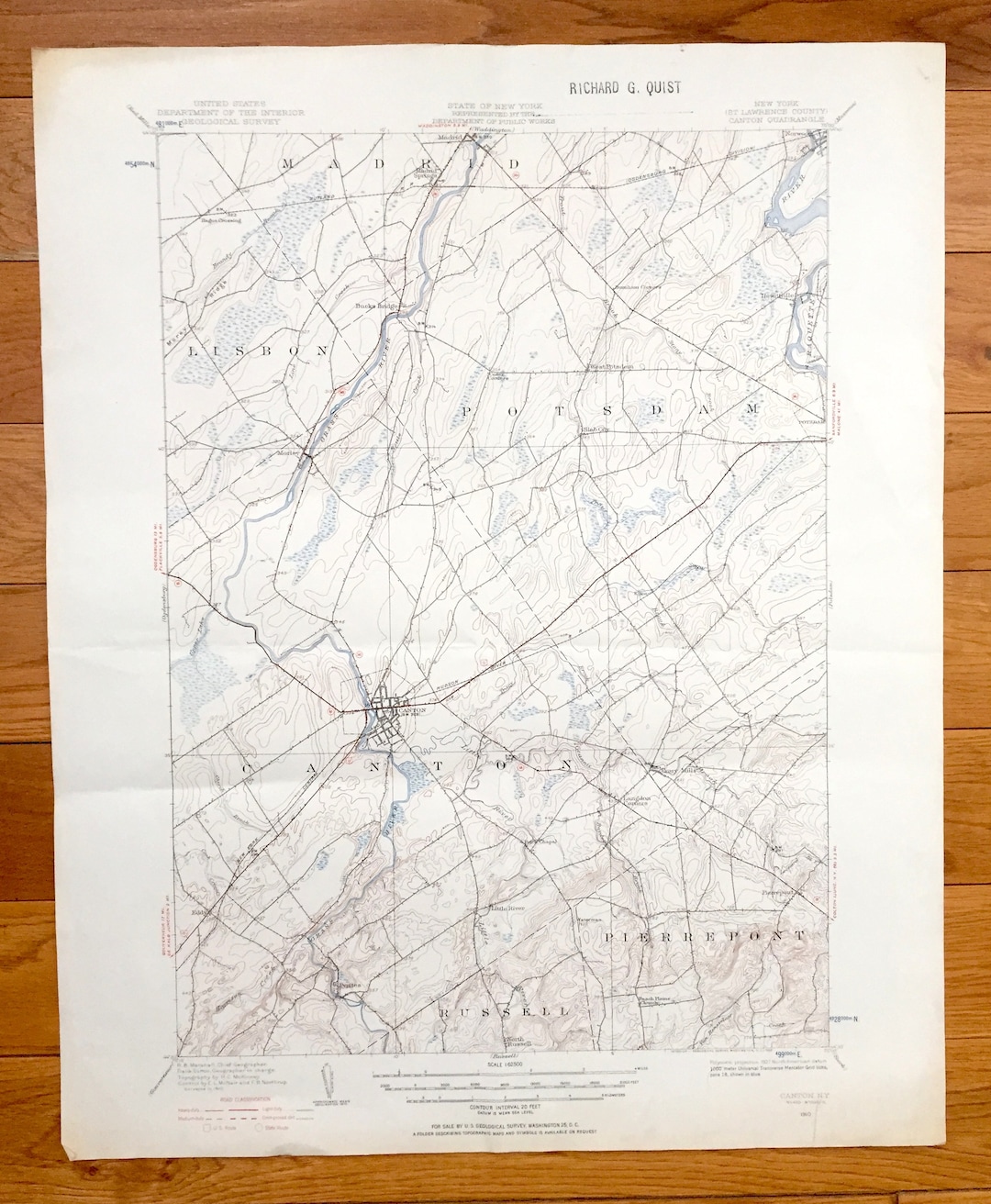 Antique Canton, New York 1910 US Geological Survey Topographic Map – St ...