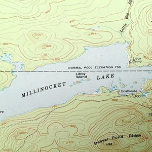 Antique Millinocket Lake, Maine 1954 US Geological Survey Topographic ...