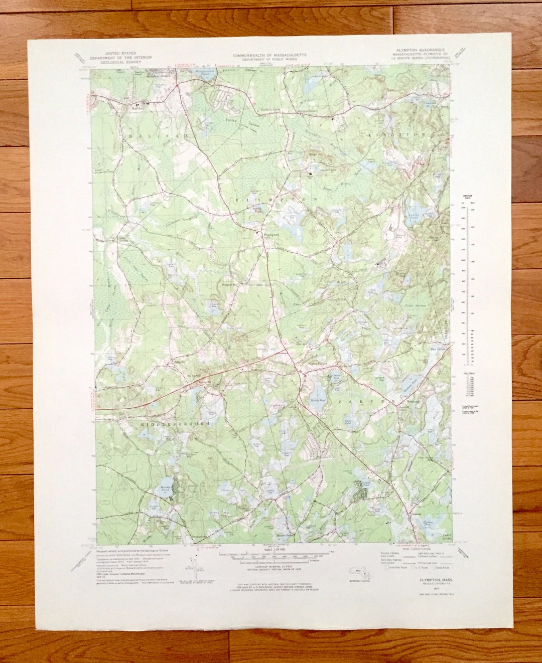 Antique Plympton, Massachusetts 1977 US Geological Survey Topographic ...